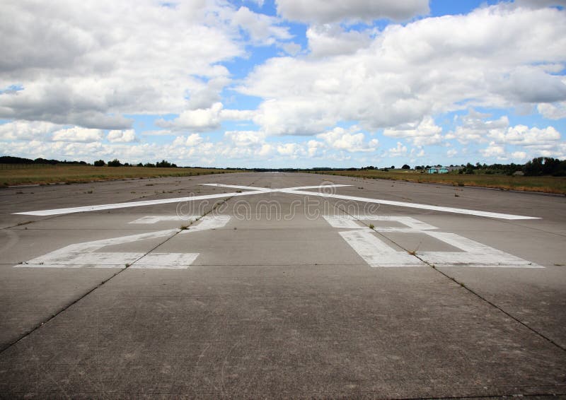 Closed Runway at an Airport Stock Image - Image of flying, illuminated ...