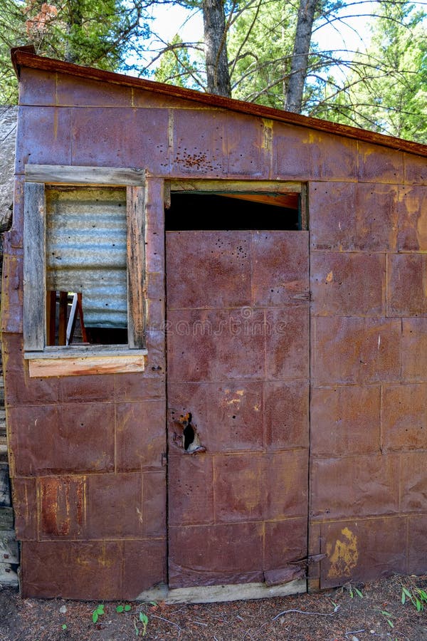 Closeup of a Rusted Old Tin Shed in a Forest Stock Image - Image of ...
