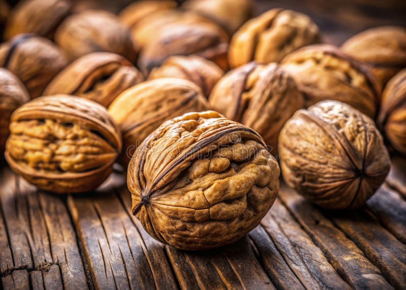 CloseUp of Rustic Walnut Shells a Textured Food Styling Background for ...