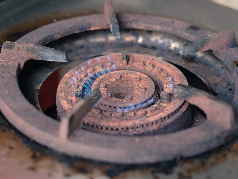 Closeup Of Old Rusty Gas Stove In Domestic Kitchen Stock Photo - Image ...