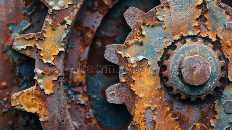 A Closeup of a Rusty Gear with Sections of Peeling Metal Revealing ...