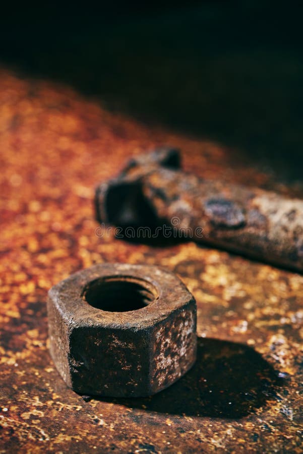 Rusty Nut and Bolt on a Rusty Surface Stock Image - Image of oxidation ...