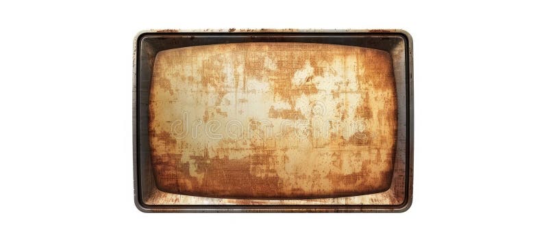 Closeup of a Rusty TV Screen in a Metal Picture Frame on a White ...