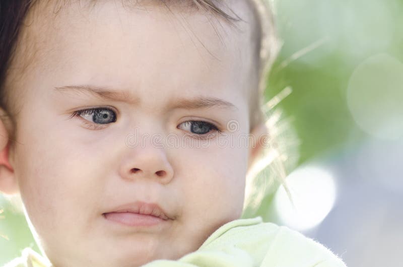 Closeup of Sad Baby Cry in a Park Stock Photo - Image of cheerful ...