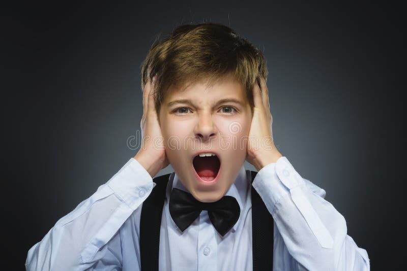 Closeup Sad Boy with Worried Stressed Face Expression Stock Photo ...