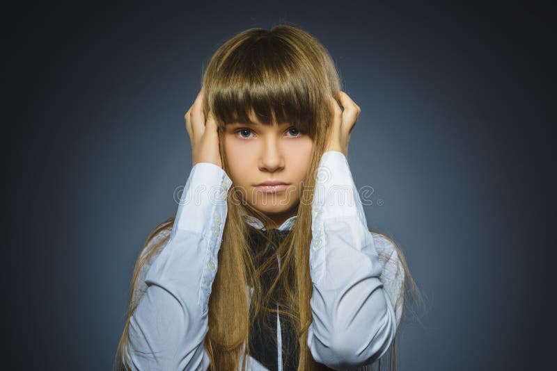 Closeup Sad Girl with Worried Stressed Face Expression Stock Photo ...