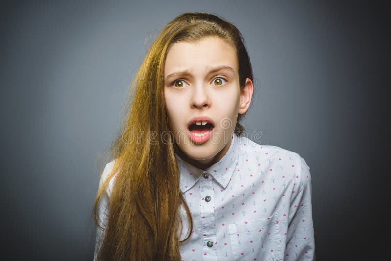 Closeup Sad Girl with Worried Stressed Face Expression Stock Image ...