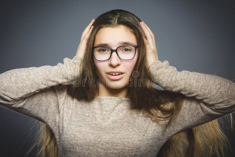 Closeup Sad Girl with Worried Stressed Face Expression Stock Photo ...