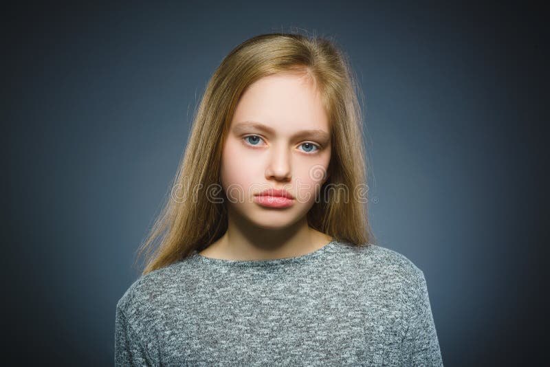 Closeup Sad Girl with Worried Stressed Face Expression Stock Photo ...