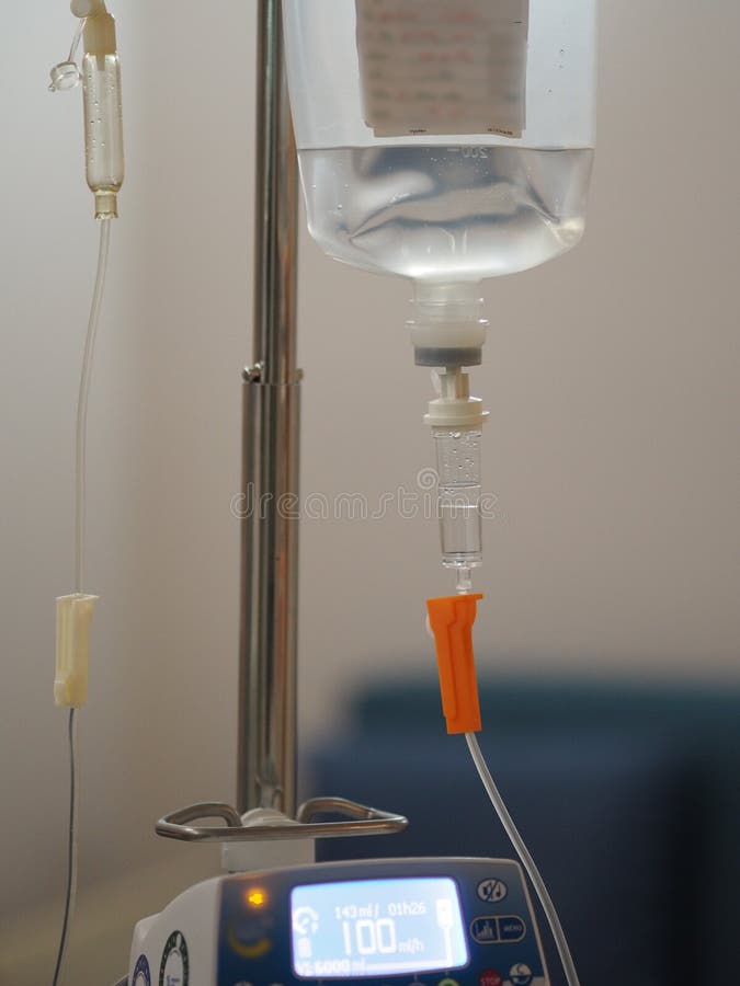 Saline Drip Control Machine in Ward at the Hospital Stock Image - Image ...