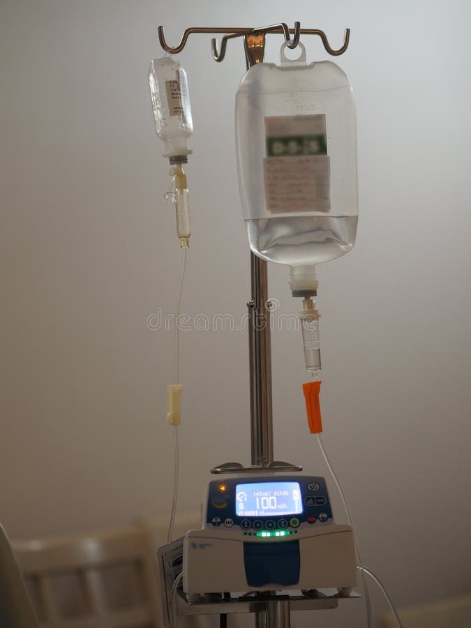 Saline Drip Control Machine in Ward at the Hospital Stock Photo - Image ...