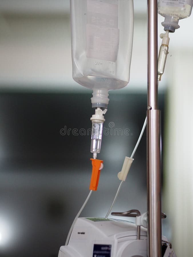 Saline Drip Control Machine in Ward at the Hospital Stock Image - Image ...