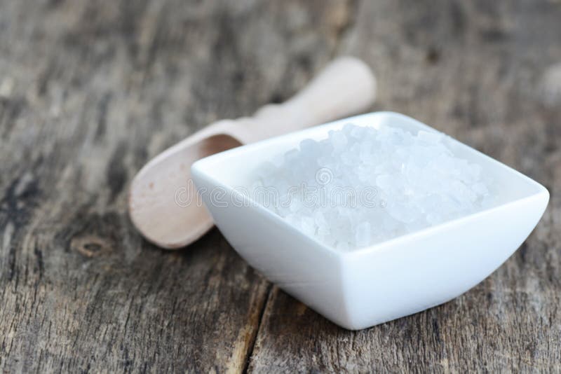 Closeup of Salt on Wooden Table Stock Photo - Image of salt, healthy ...