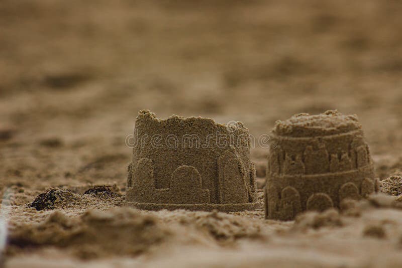 Closeup of Sand Castle Ruins on the Ground Stock Photo - Image of brown ...