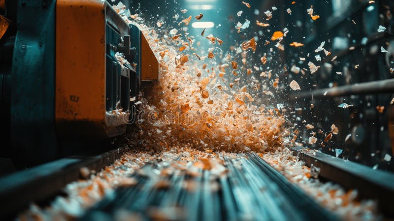 Closeup of Sawdust Flying from a Wood Chipper Stock Photo - Image of ...