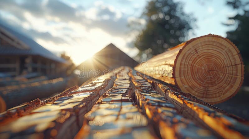 Closeup of Sawmill Logs with Distinct Tree Rings, a Stunning Display of ...