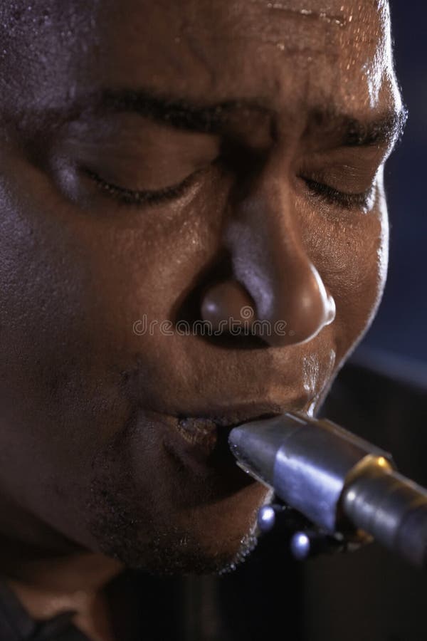 Closeup of Saxophone Player Stock Photo - Image of artist, passion ...
