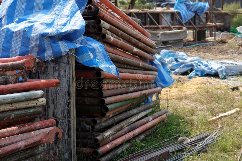 Closeup of Scaffolding Storage in the Construction Site. Stock Image ...