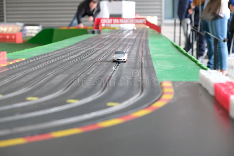 Closeup of a Scale Car Model on a Mini Race Track. Stock Image - Image ...
