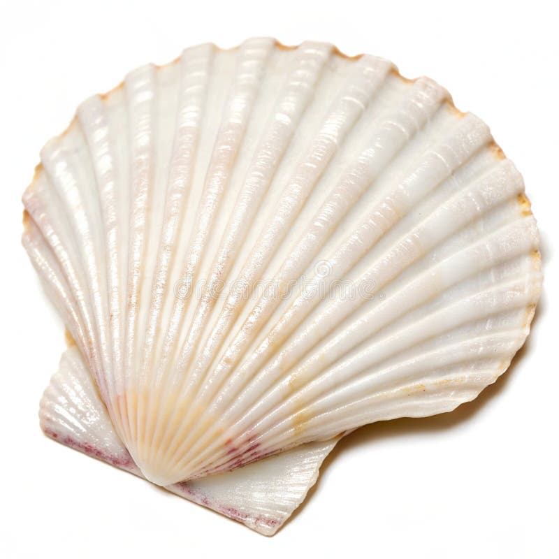 Closeup of Scallop Shell Isolated Stock Illustration - Illustration of ...