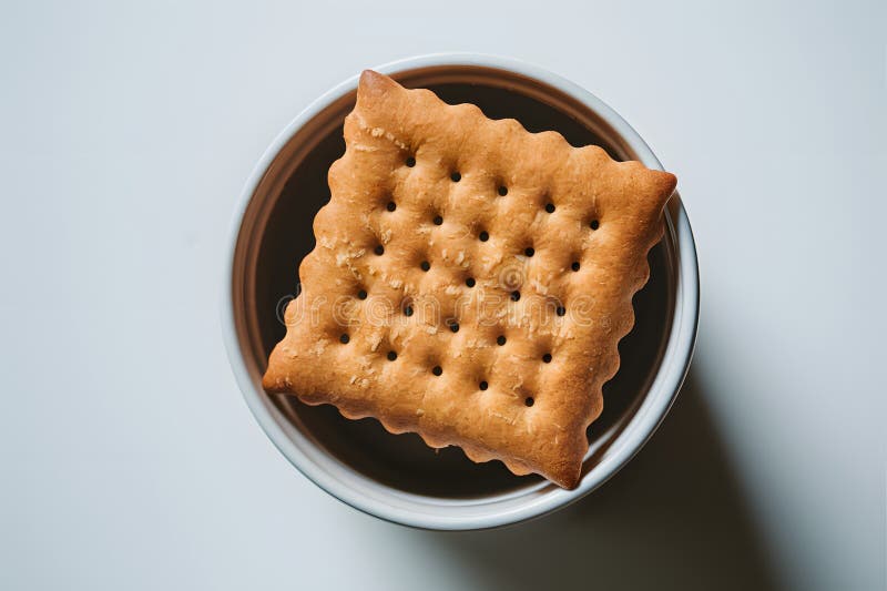 Closeup of a Scalloped Edge Rectangular Cracker in a White Container on ...