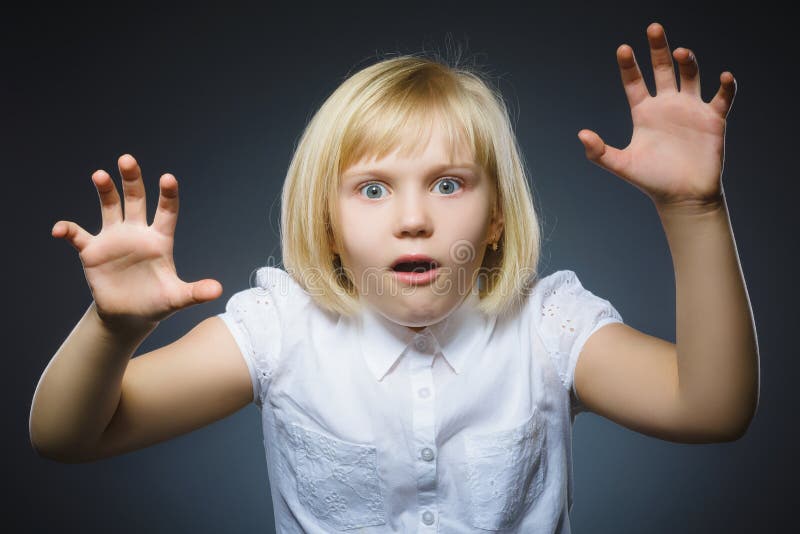 Closeup Scared Shocked Little Girl Human Emotion Face Expression Stock ...