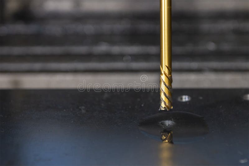 The Closeup Scene of Special Reamer Tool Working with CNC Milling ...