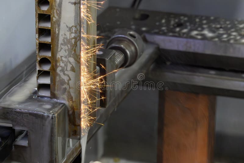 Closeup Scene the Wire EDM Machine Cutting the Mold Insert Parts Stock ...