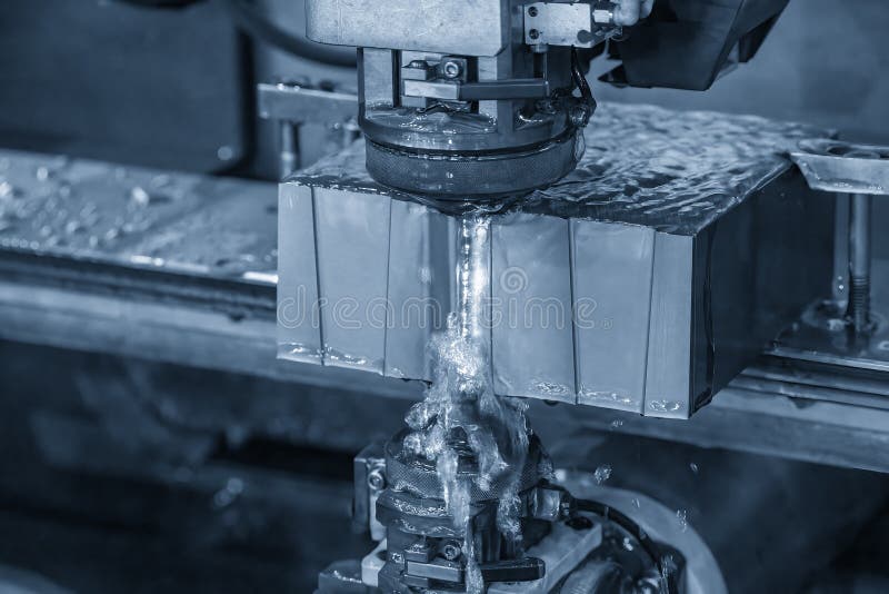 Closeup Scene the Wire EDM Machine Cutting the Mold Insert Parts Stock ...