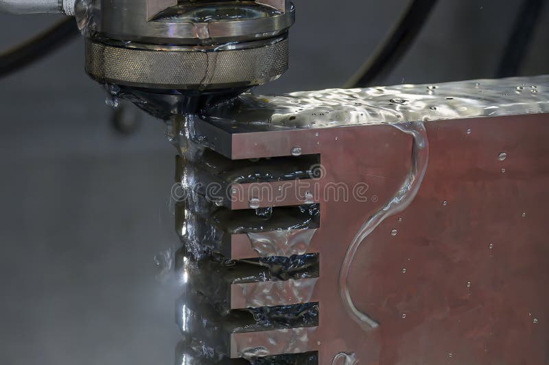 Closeup Scene the Wire EDM Machine Cutting the Mold Insert Parts with ...