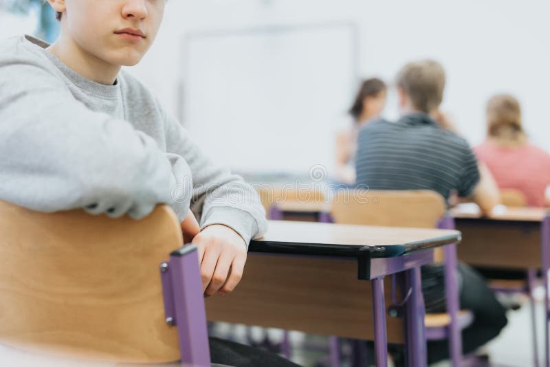 Closeup of School Sitting in the Class Room at School Stock Photo ...