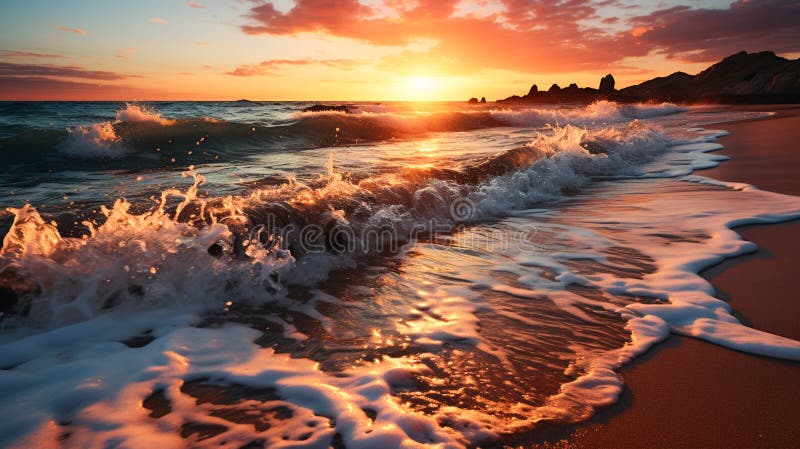 Closeup Sea Surf and Sand Beach at Sunset Stock Image - Image of summer ...
