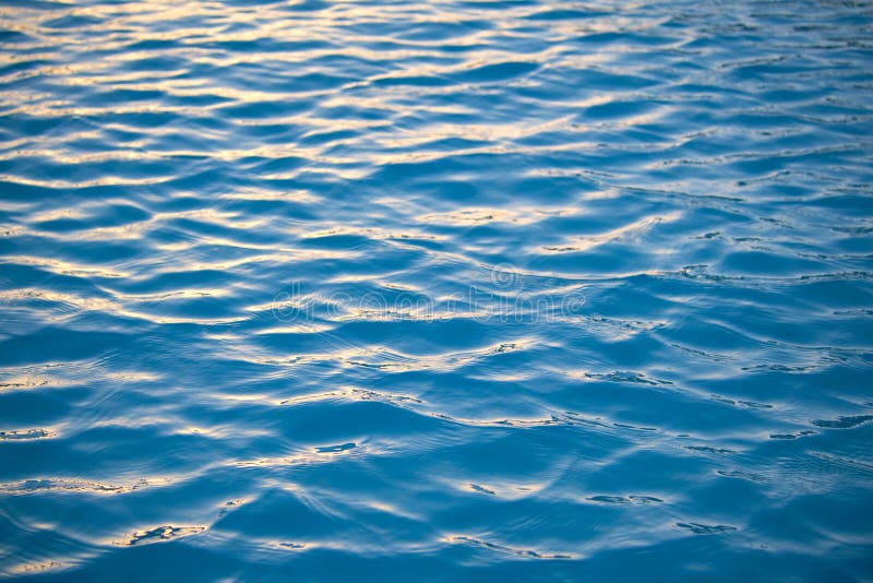Closeup Seascape Surface of Blue Sea Water with Small Ripple Waves ...