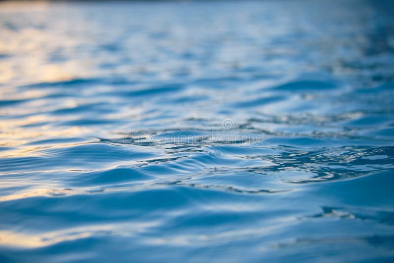 Closeup Seascape Surface of Blue Sea Water with Small Ripple Waves ...