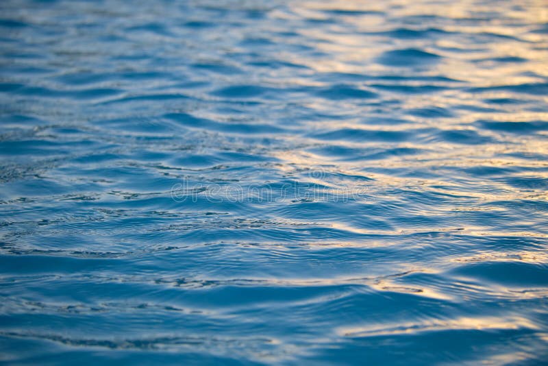 Closeup Seascape Surface of Blue Sea Water with Small Ripple Waves ...