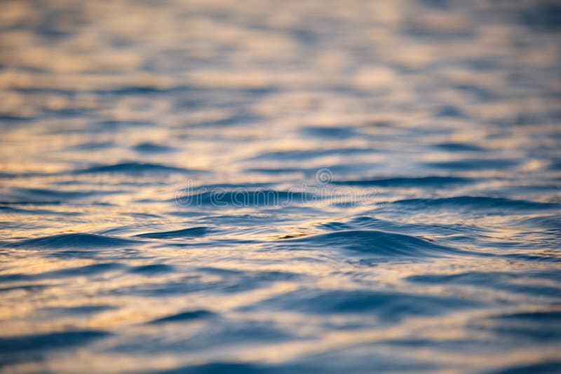 Closeup Seascape Surface of Blue Sea Water with Small Ripple Waves ...