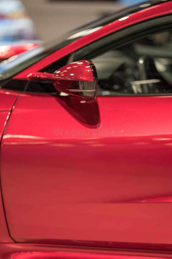 Closeup Section of a New Modern Red Colored Car Stock Image - Image of ...