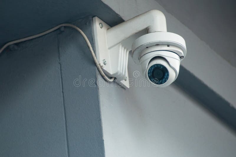 Modern Security Camera for Surveillance in Outdoor Stock Photo - Image ...