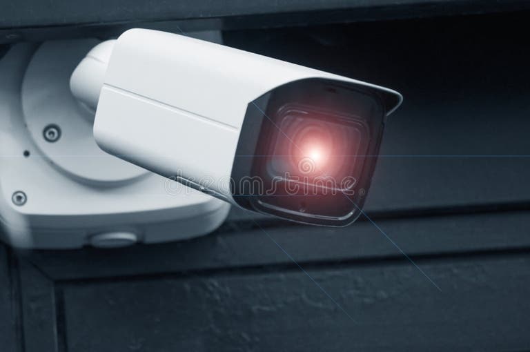 Security Camera on Modern Building with Flare Stock Photo - Image of ...