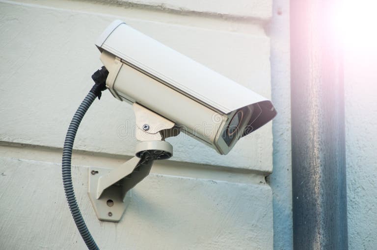 Security Camera on Modern Building with Flare Stock Image - Image of ...