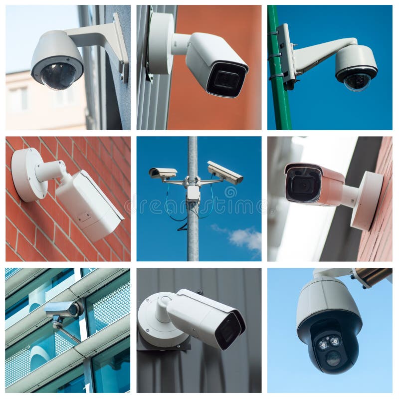 Security Cameras of Security - Collage Stock Photo - Image of ...