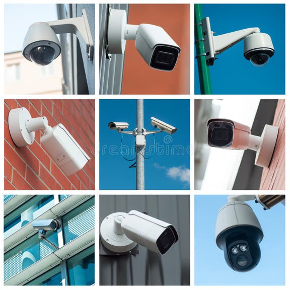 Security Cameras of Security - Collage Stock Photo - Image of ...