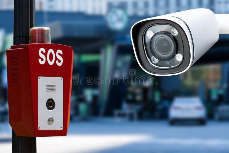 Closeup on Security CCTV Camera or Surveillance System in Service ...