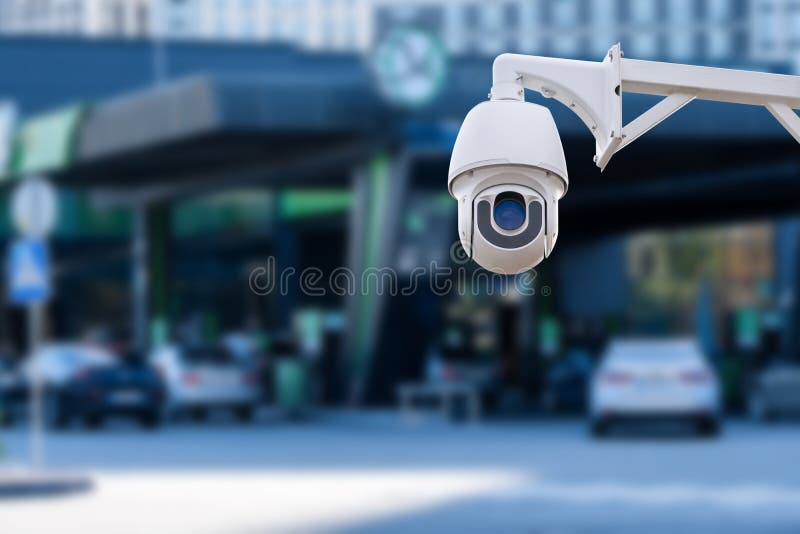 Closeup on Security CCTV Camera or Surveillance System in Service ...