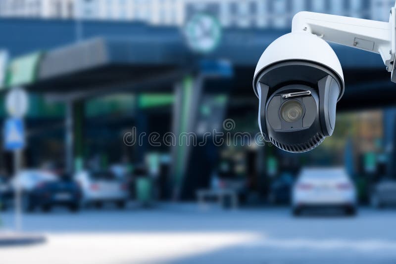 Closeup on Security CCTV Camera or Surveillance System in Service ...
