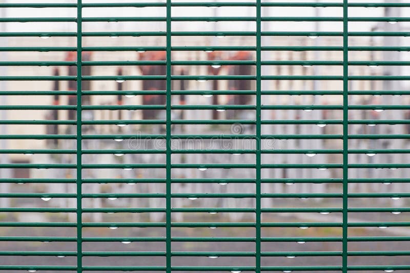 Closeup Security Fence Rain Drops Around Power Plant Stock Photos ...