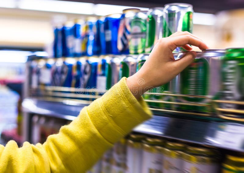 Closeup Selection of Merchandise in the Supermarket Stock Image - Image ...