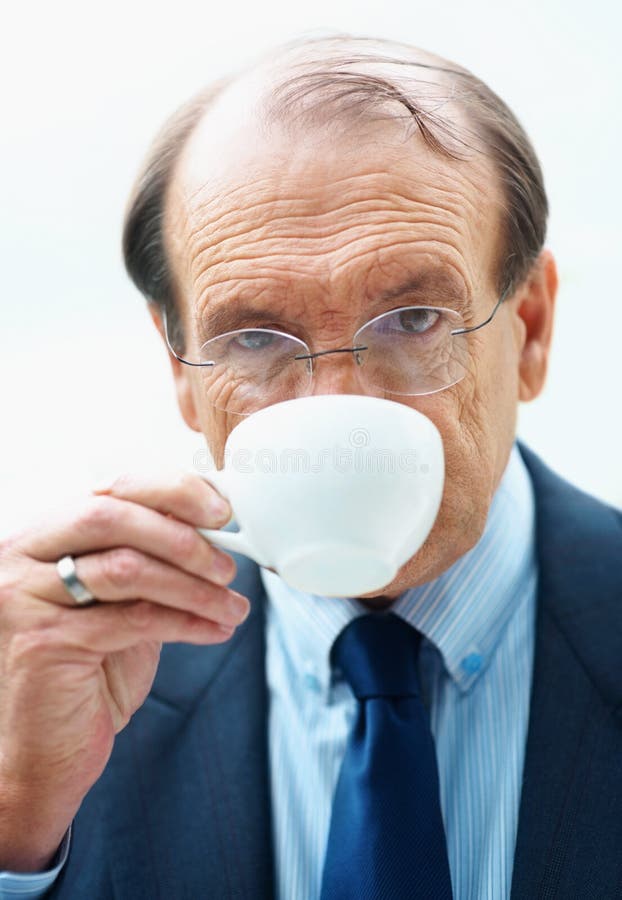 Closeup of a Senior Business Man Drinking Tea Stock Image - Image of ...