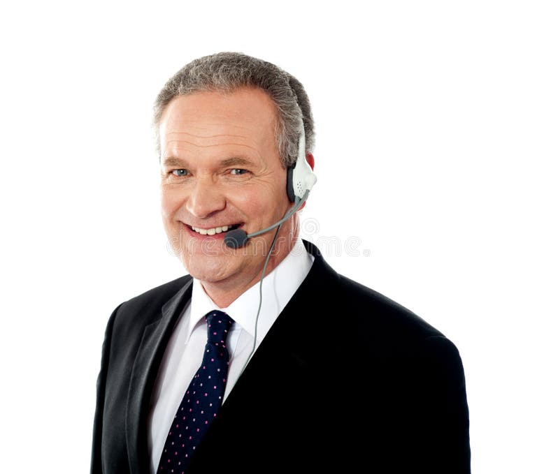 Closeup of Senior Customer Service Operator Stock Image - Image of ...