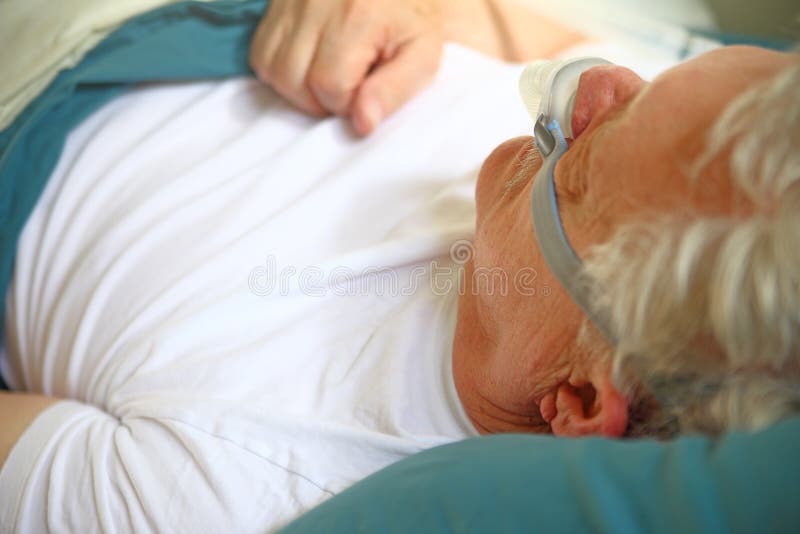 Older Man Using Sleep Apnea Device Stock Photo - Image of caucasian ...